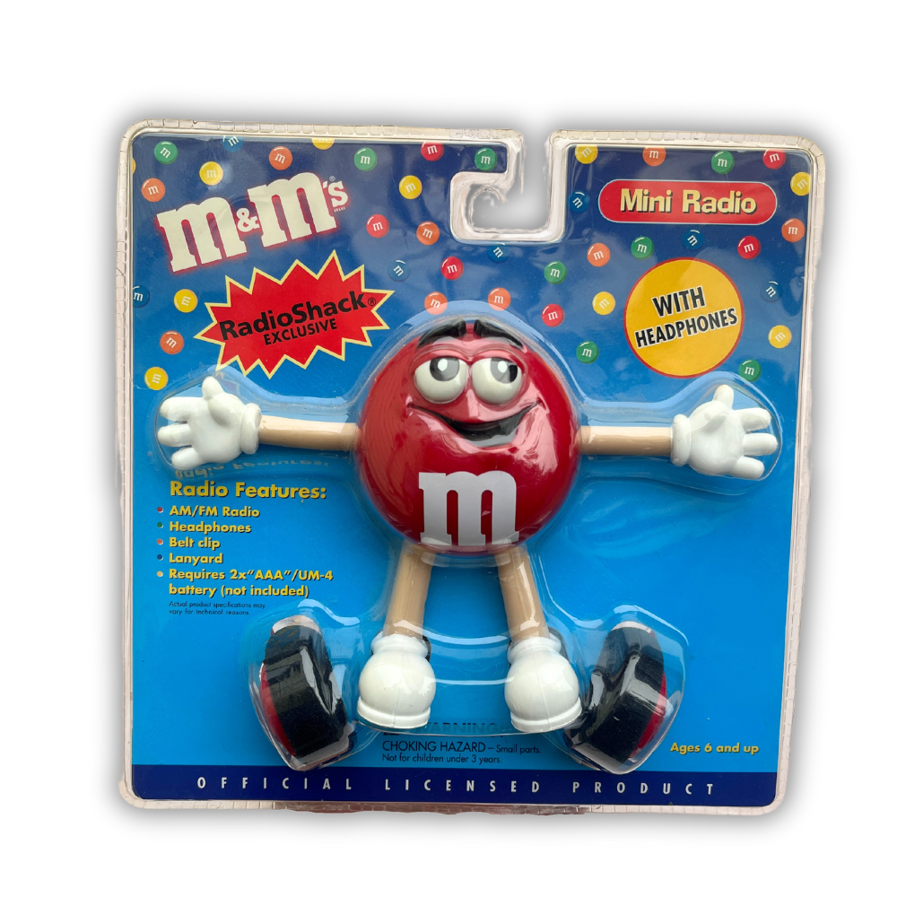 M&M's Mini Radio Shack AM/FM Radio (Headphones, Lanyard, Belt Clip ...